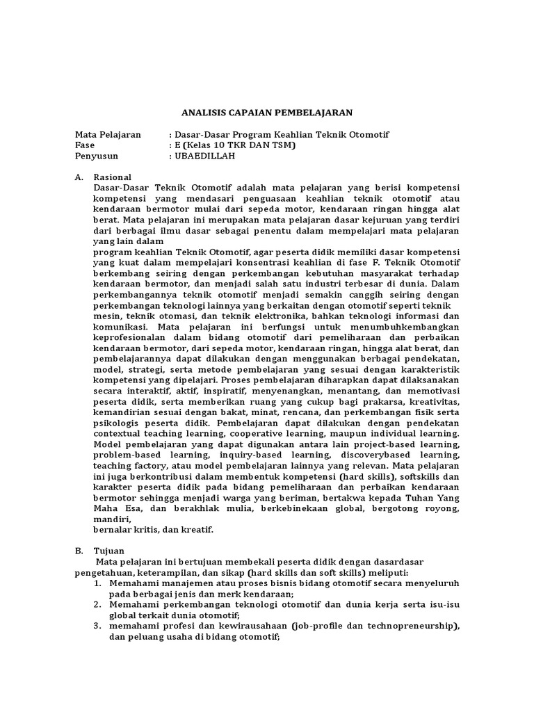 Analisis Capaian Pembelajaran | PDF