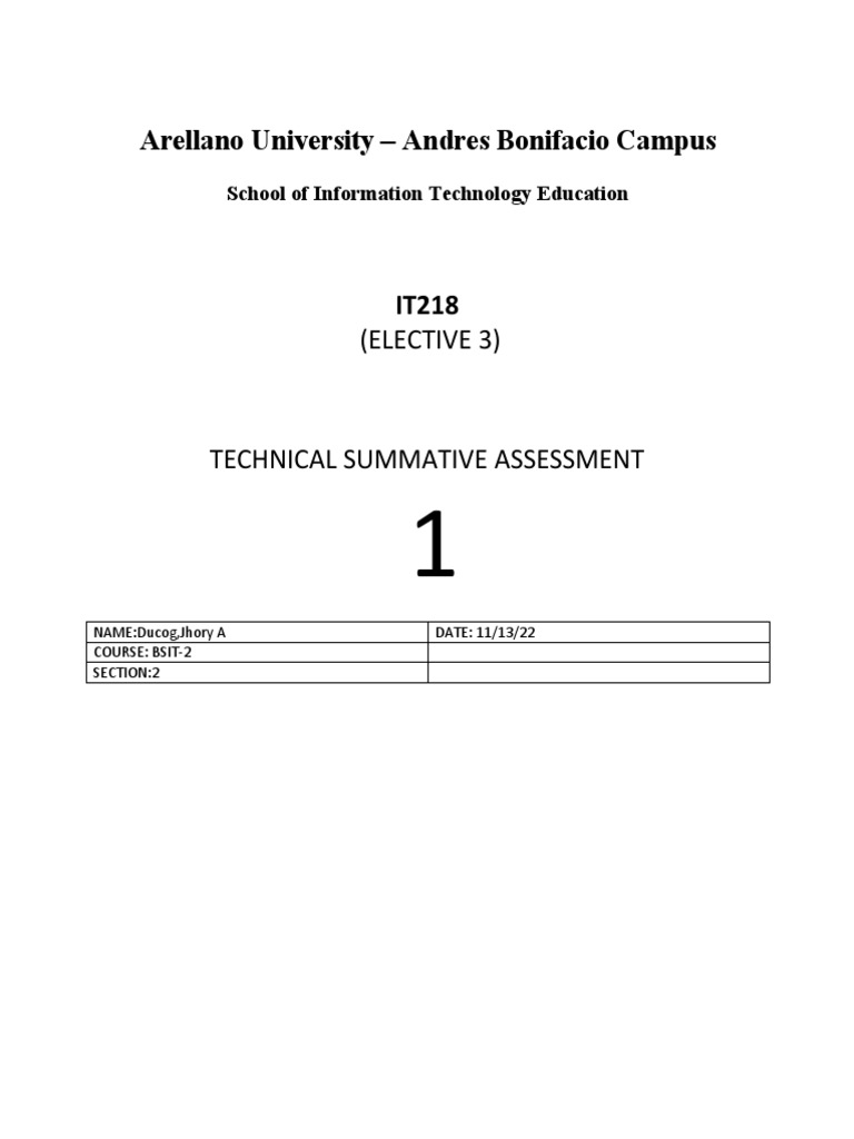IT218 Technical Summative Assessment | PDF | Information Age | Computer Engineering