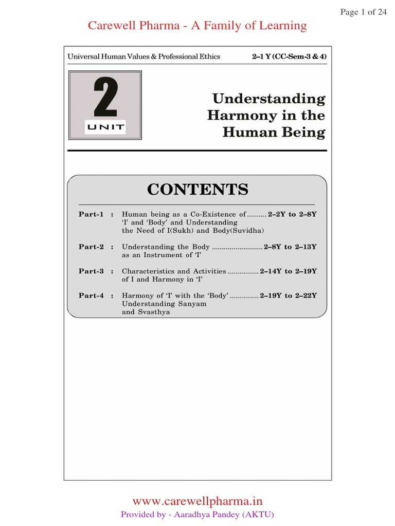 Unit 2 Human Value Ethics Download Free Pdf Senses Thought