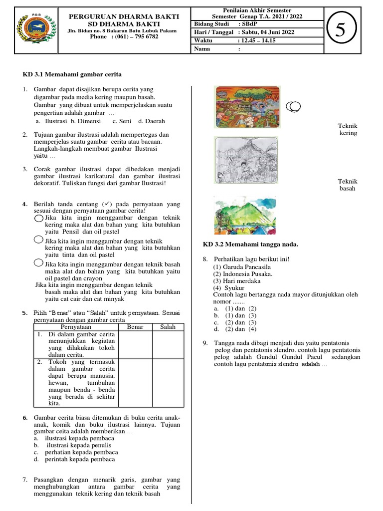 Soal Pas SBDP 5 Genap Rvs | PDF