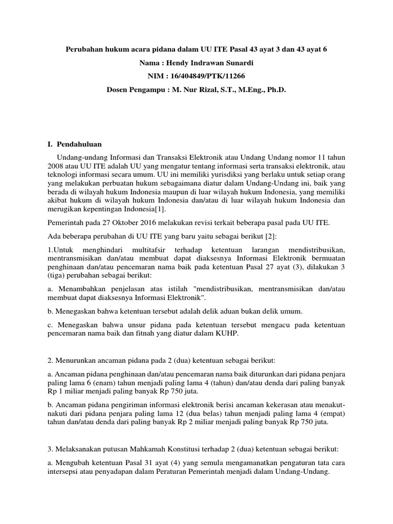 Hendy Indrawan - 404849 - UU ITE | PDF | Ilmu Sosial