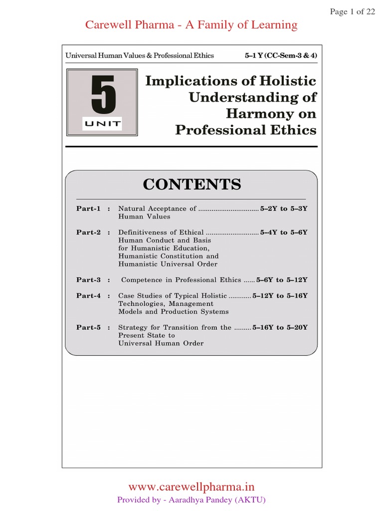 Unit 5 Human Value & Ethics | PDF | Behavioural Sciences | Psychological Concepts