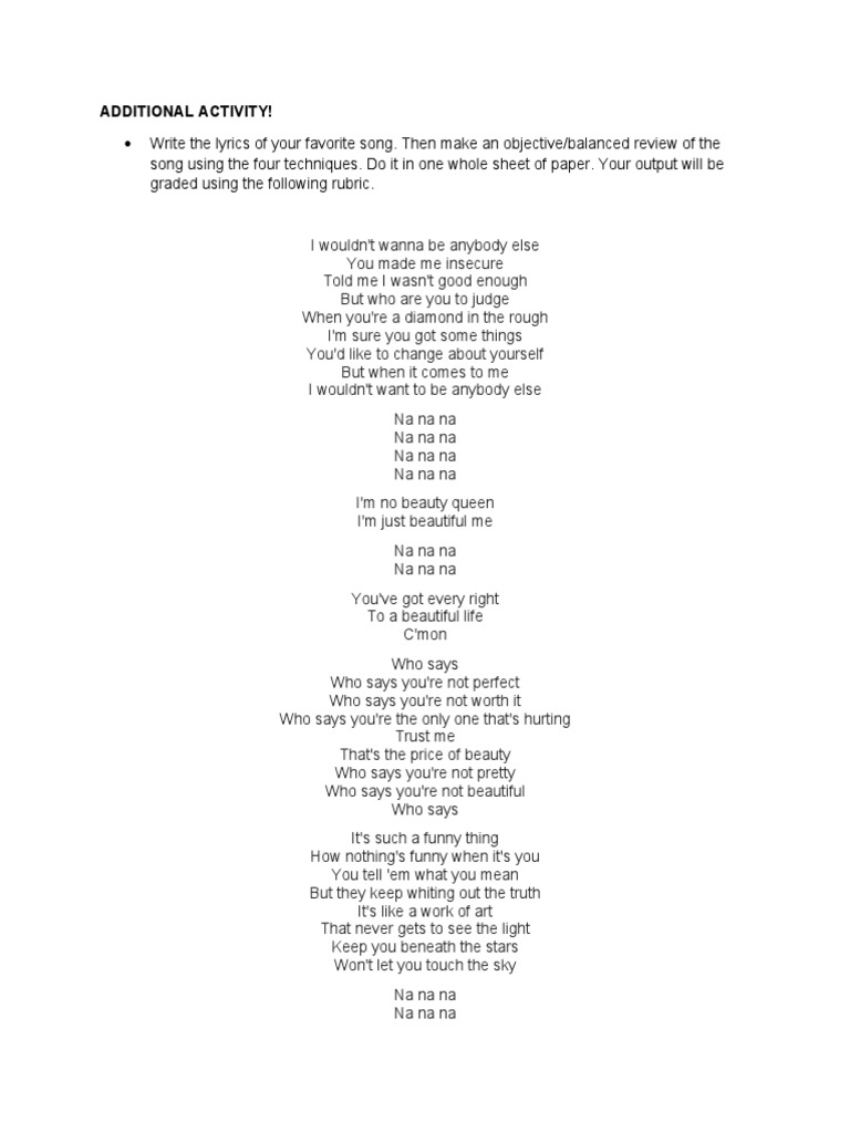 Additional Activity | PDF | Refrain