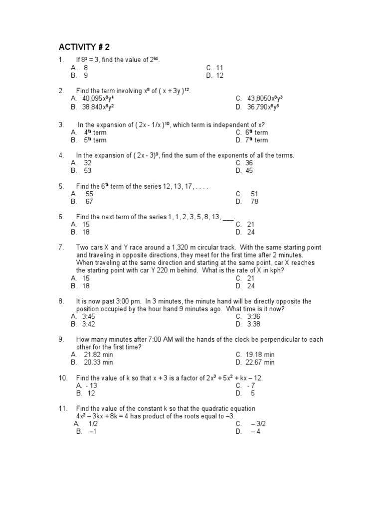 Solutions to Mathematics Practice Problems | PDF | Mathematical Objects ...