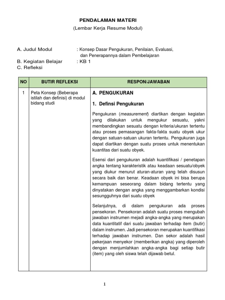 KB 1-Pengukuran, Penilaian, Evaluasi | PDF