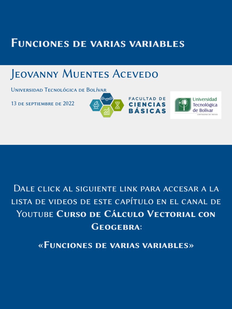 Diapositivas Funciones de Varias Variables | Descargar gratis PDF | Función (Matemáticas ...