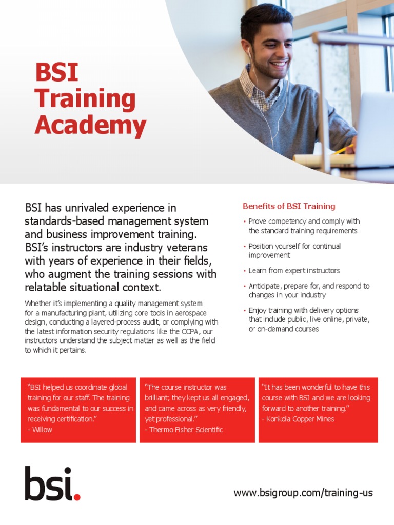 BSI Training Benefits Flyer 2.9.21 | PDF | Quality Management | Medical ...