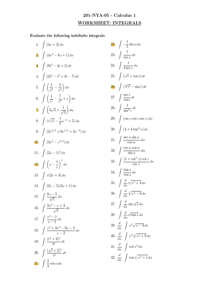 Integrals Practice | PDF | Calculus | Mathematical Analysis