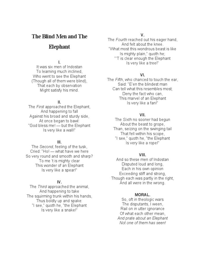 The Blind Men and The Elephant | PDF | Elephant