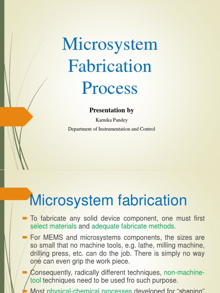 Microfabrication Techniques Overview | PDF | Chemical Vapor Deposition | Microelectromechanical ...