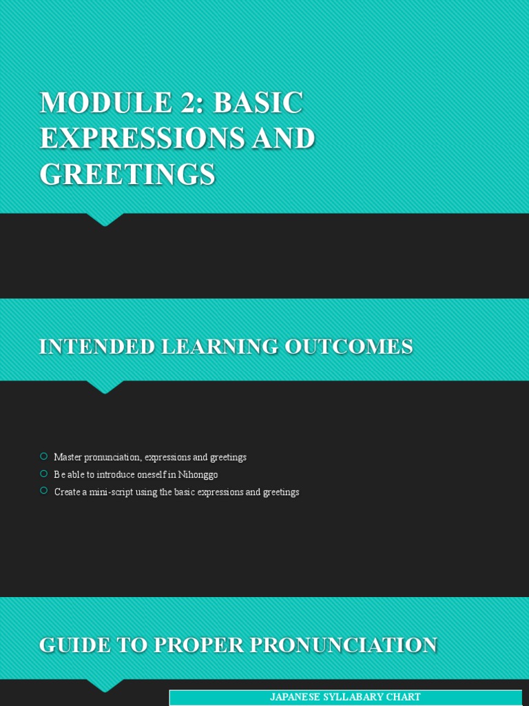 Module 2 Basic Expressions and Greetings | PDF | Japanese Language | Vowel