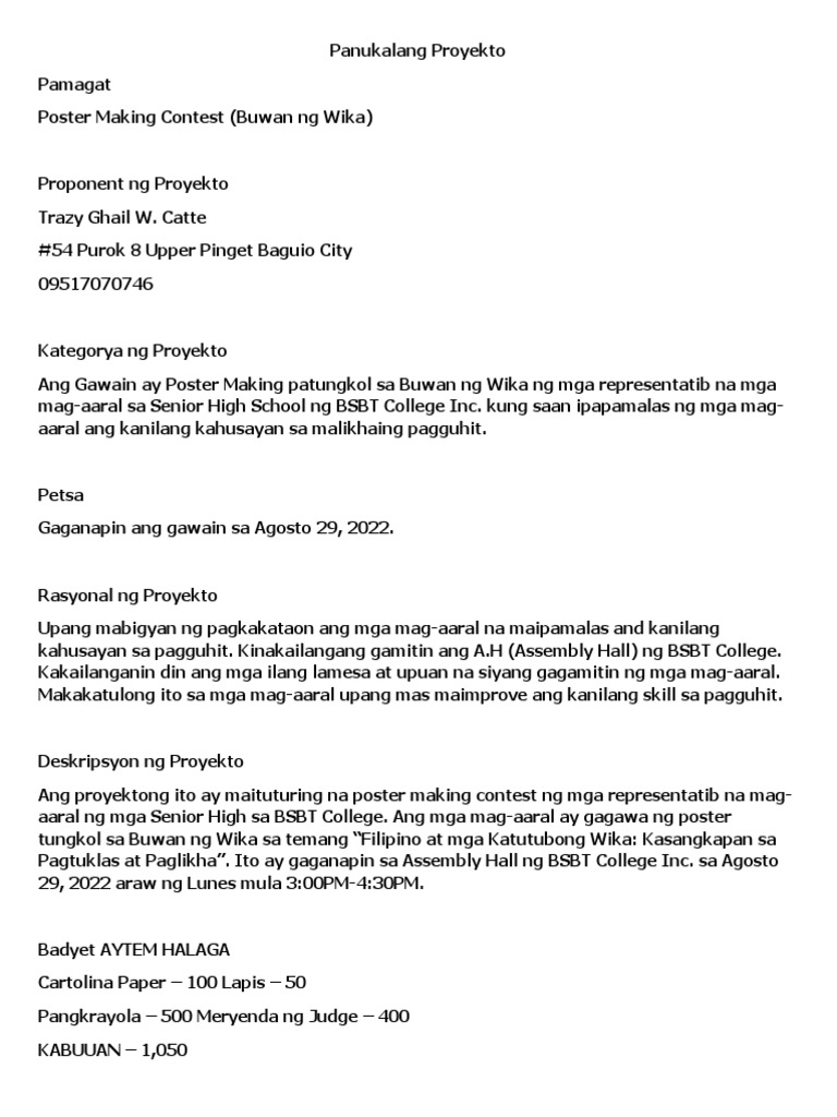 Panukalang Proyekto | PDF