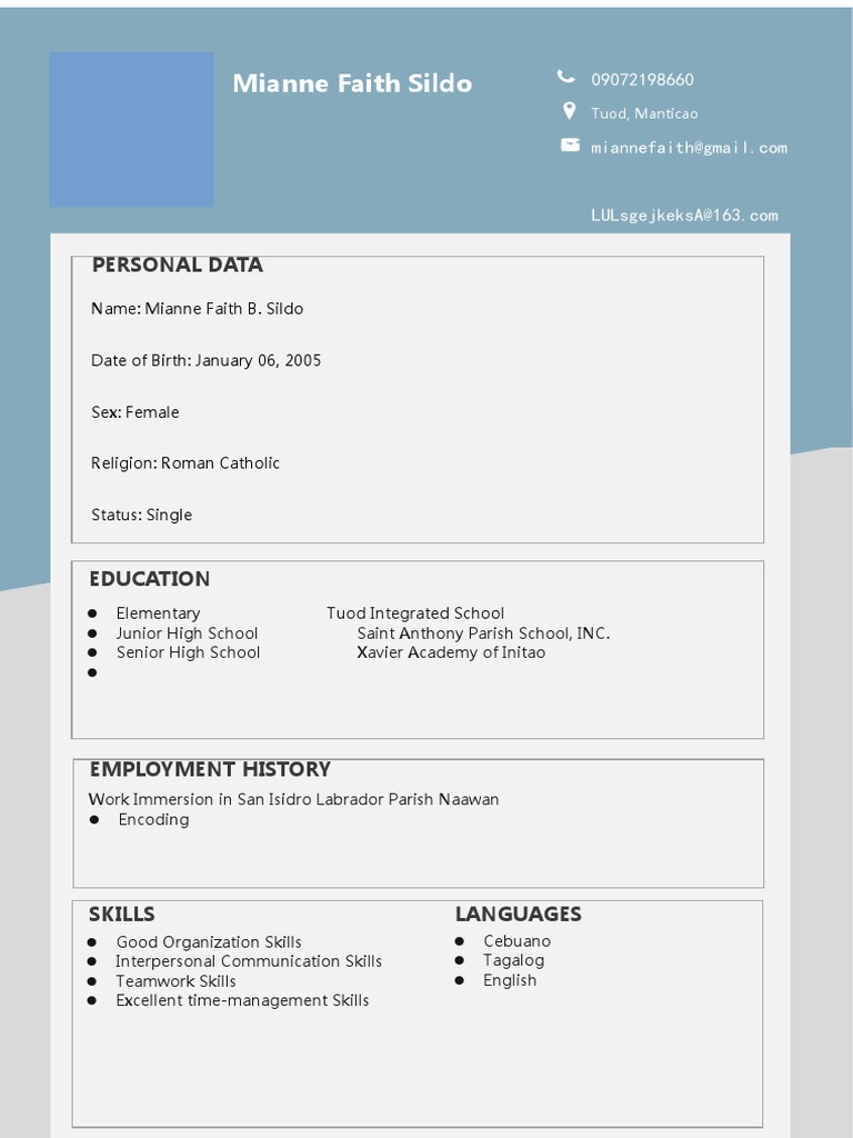 Resume (Mianne Faith) | PDF
