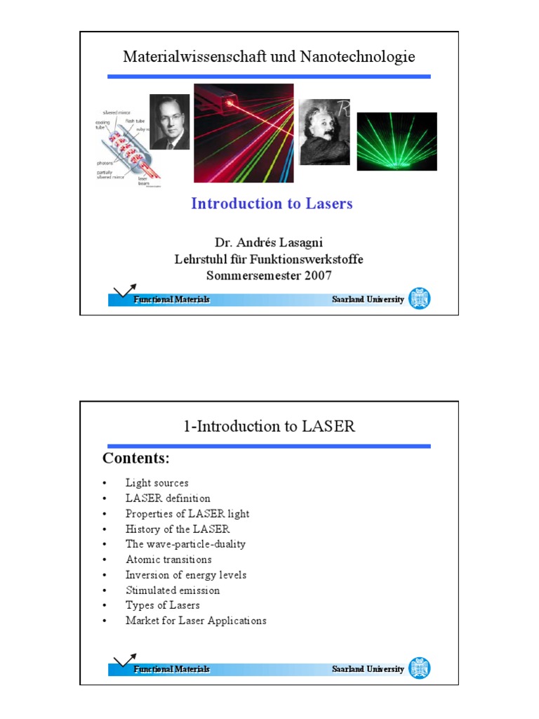 Introduction To LASERs | PDF | Laser | Photon