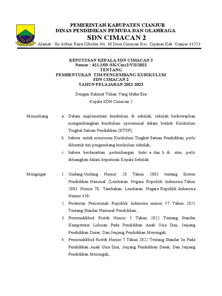 Lampiran 13 SK Tim Pengembang | PDF