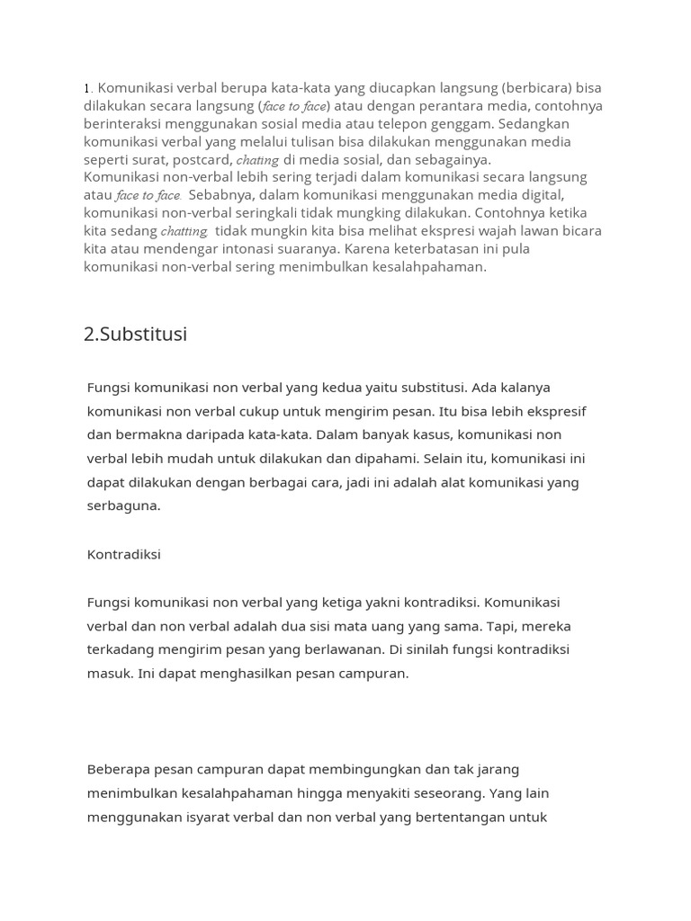 Fungsi Substitusi dalam Komunikasi Nonverbal | PDF
