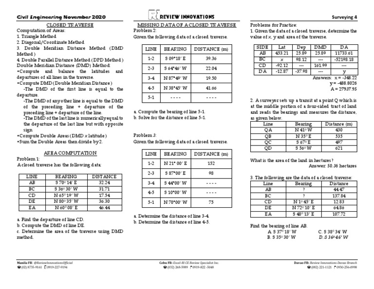 Area Calculation Using DMD Method | PDF | Surveying | Latitude