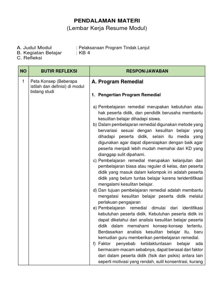 KB 4-Pelaksanaan Program Tindak Lanjut | PDF | Karier & Perkembangan
