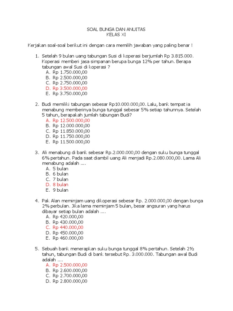 Soal Bunga Dan Anuitas | PDF