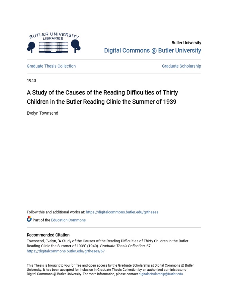 A Study of The Causes of The Reading Difficulties of Thirty Child | PDF ...