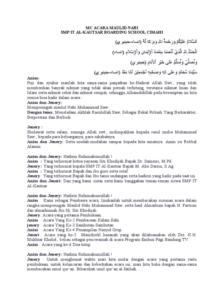 MC Acara Maulid Nabi Muhammad Saw | PDF