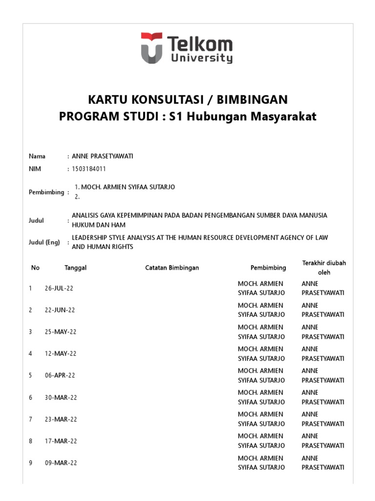 TA PA LOG BOOK Telkom University | PDF