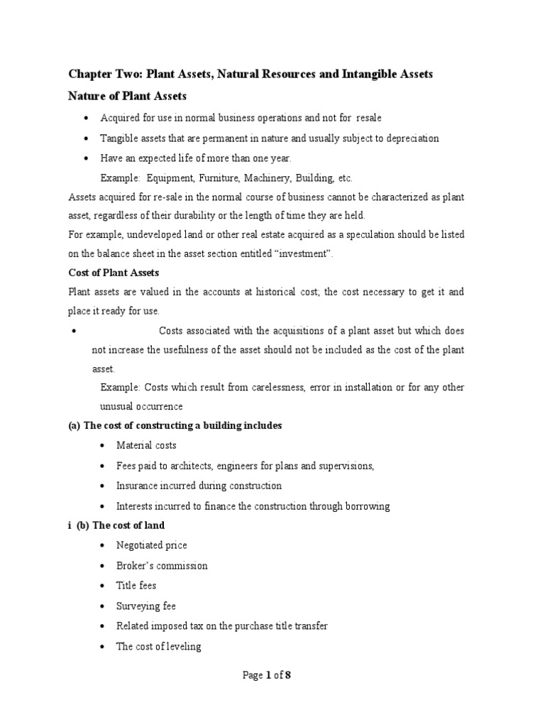 Chapter 2 - Plant Asset | PDF | Depreciation | Goodwill (Accounting)