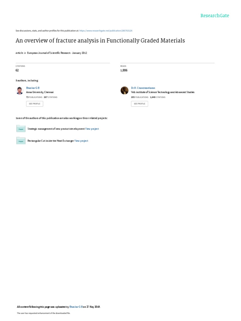 An Overview of Fracture Analysis in Functionally Graded Materials | PDF | Fracture Mechanics ...