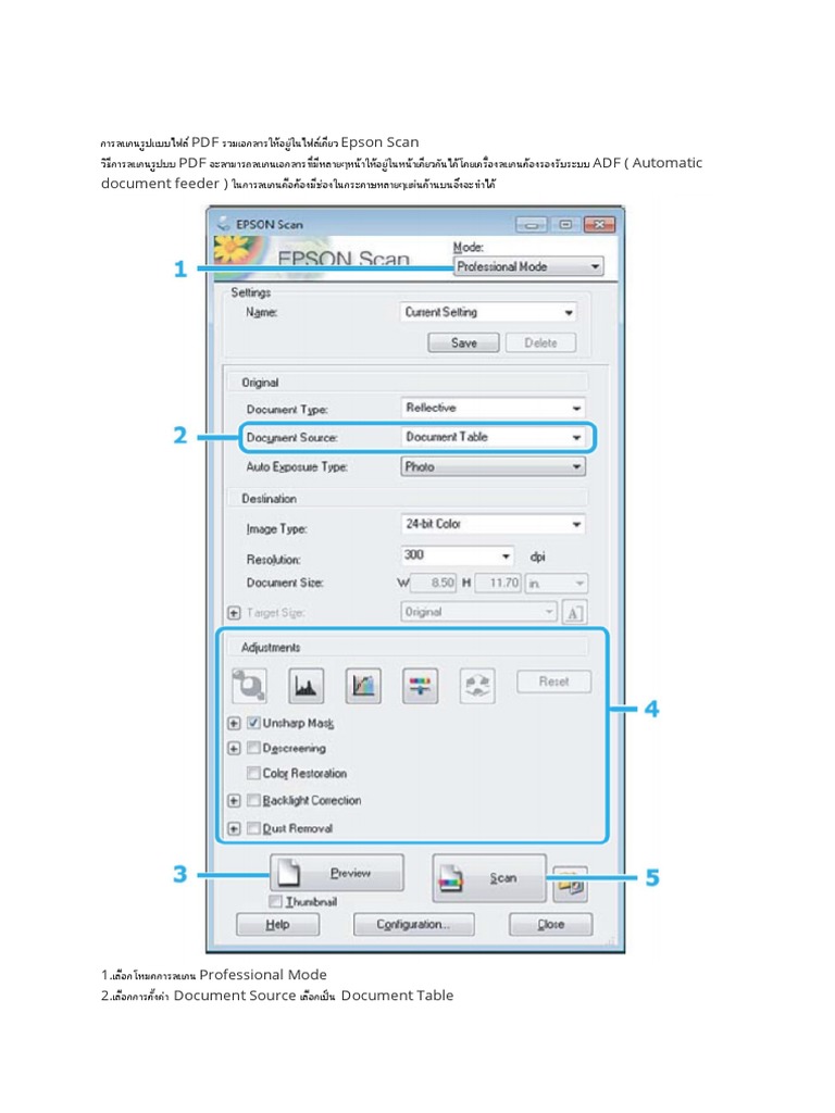 การสแกนรูปแบบไฟล์ PDF รวมเอกสารให้อยู่ในไฟล์เดียว Epson Scan | PDF