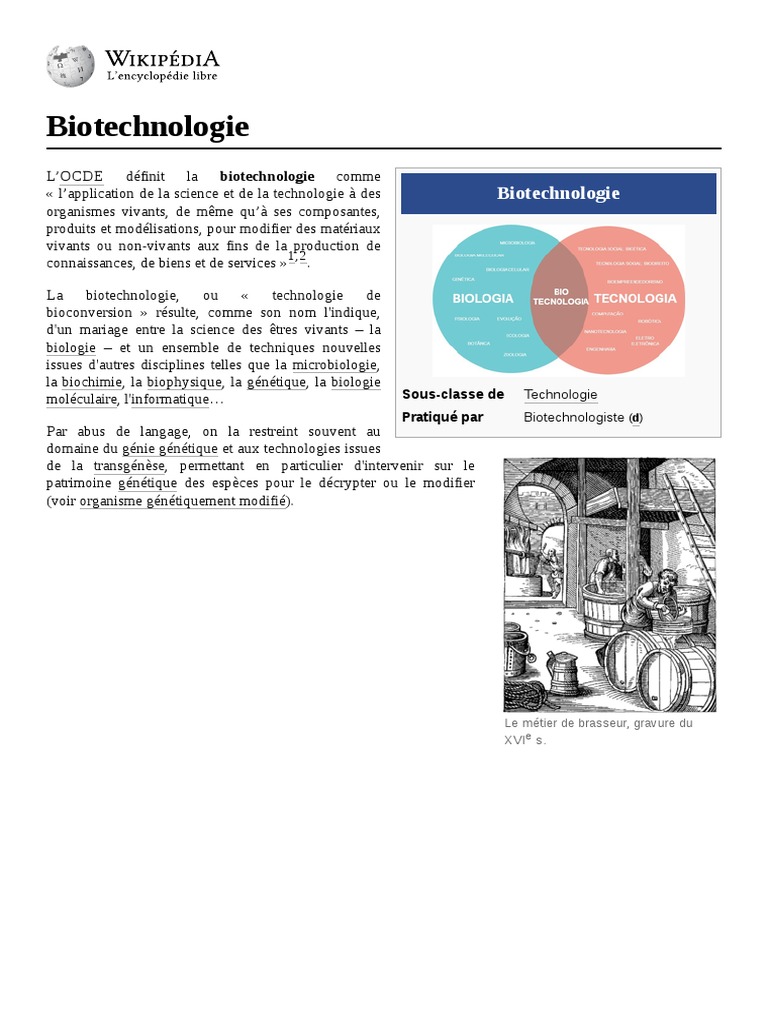 Biotechnologie | PDF | Biotechnologie | Sciences de la vie