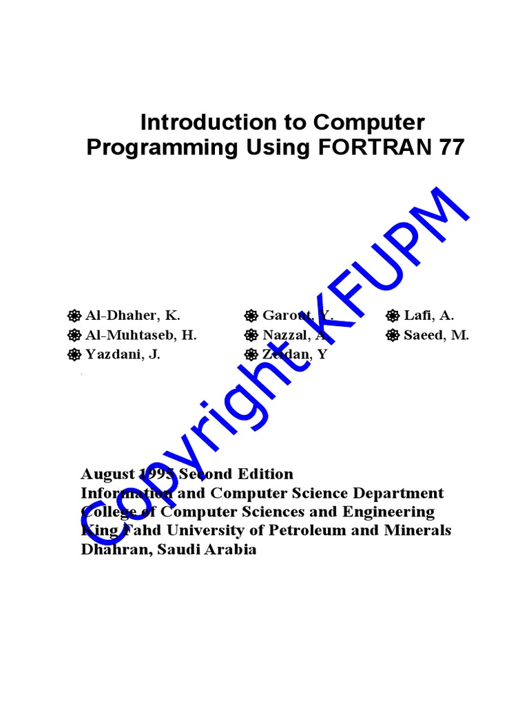 Fortran 77 Book | PDF | Programming | Computer Program