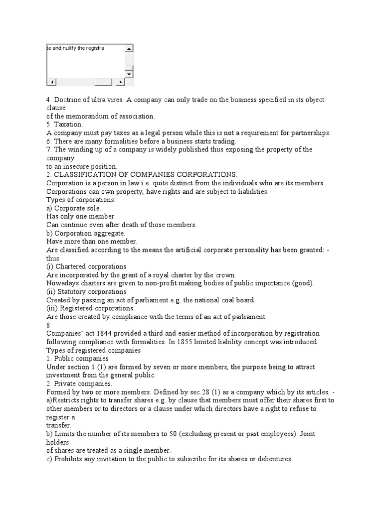 Company Law Notes | PDF | Corporations | Guarantee