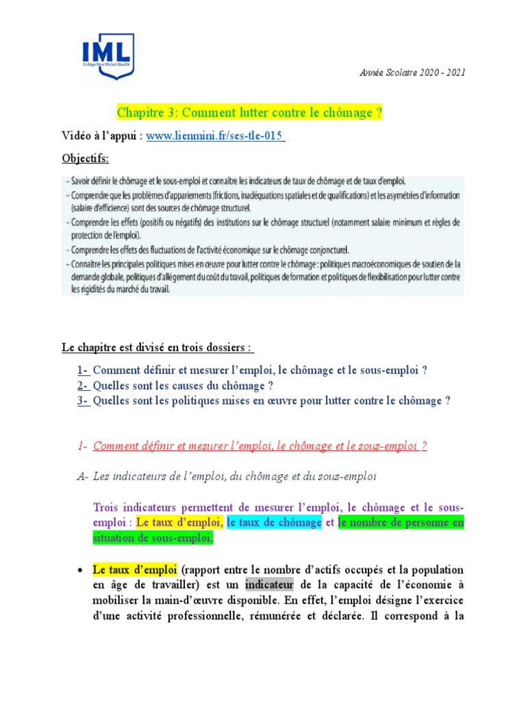 Chapitre 3-Comment Lutter Contre Le Chomage | PDF | Chômage | Inflation