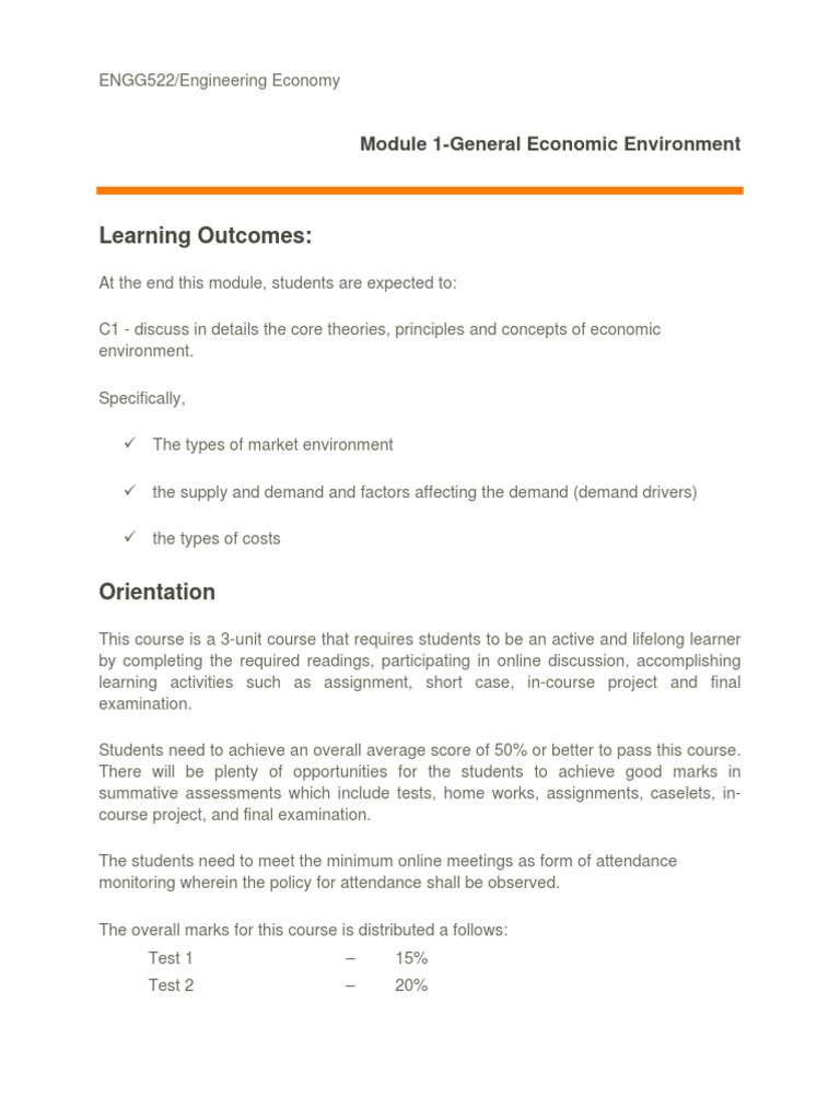Engineering Economy - Module 1 | PDF | Cost | Market (Economics)