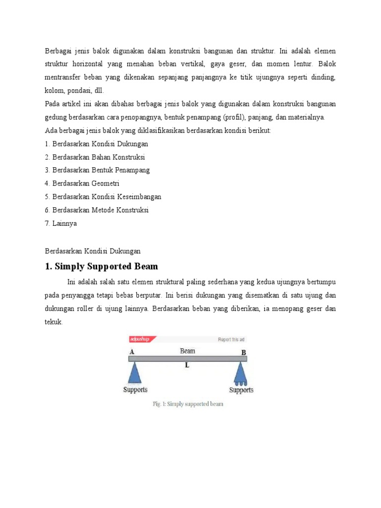 Jenis-jenis Balok dalam Konstruksi | PDF