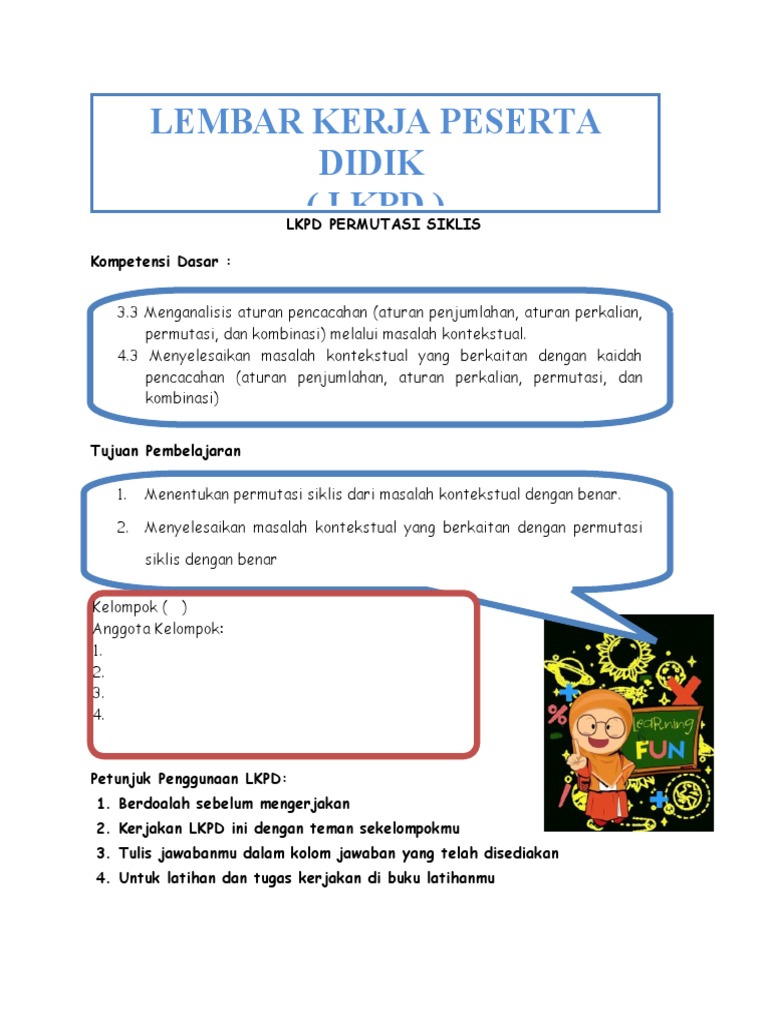 LKPD Permutasi Siklis-Yeni Putri | PDF | Metode & Bahan Ajar