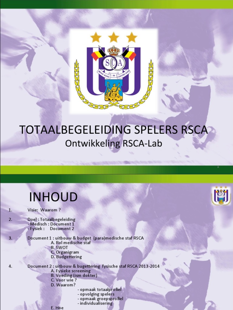 Totaalbegeleiding Spelers Rsca | PDF