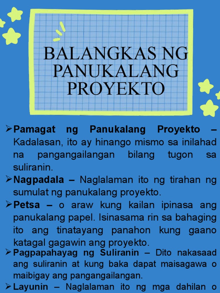 Balangkas NG Panukalang Proyekto | PDF