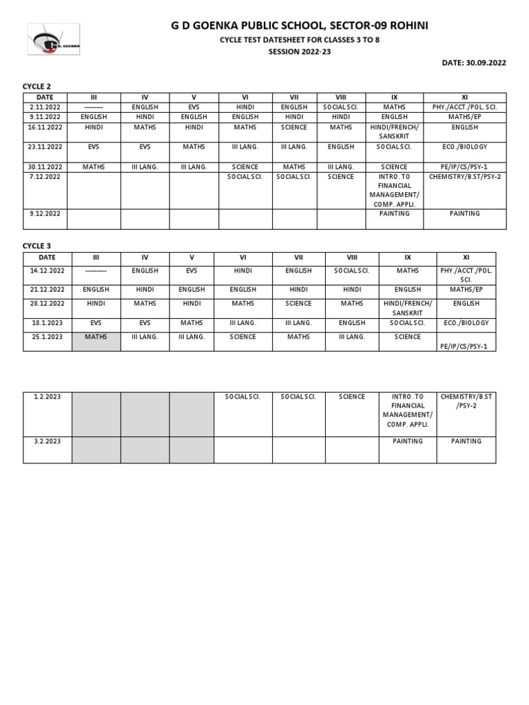 Cycle Test 2 and 3 | PDF