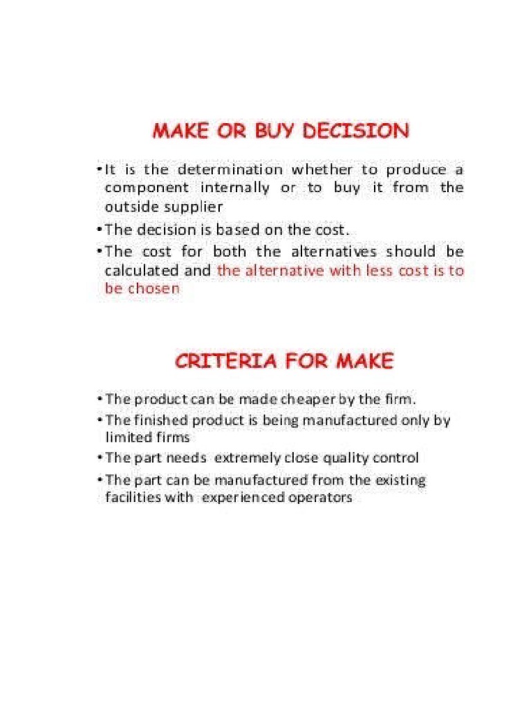 Make or Buy Decisions | PDF
