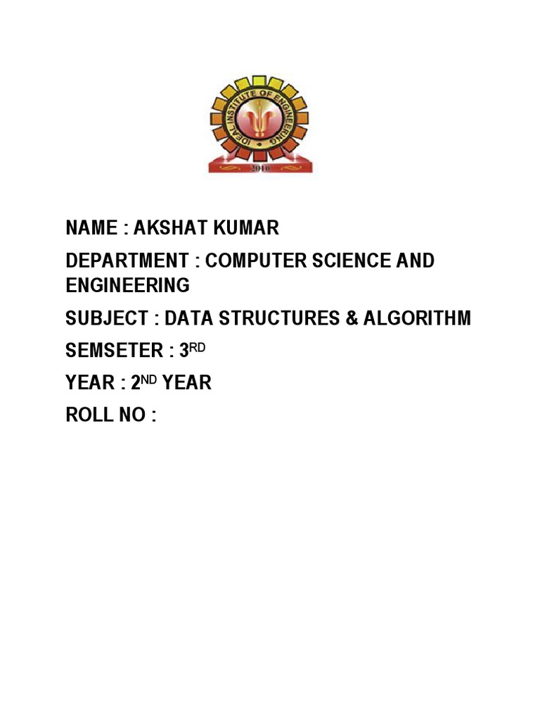AKSHAT KUMAR _DATA STRUCTURES & ALGORITHM | PDF | Queue (Abstract Data Type) | Computer Programming