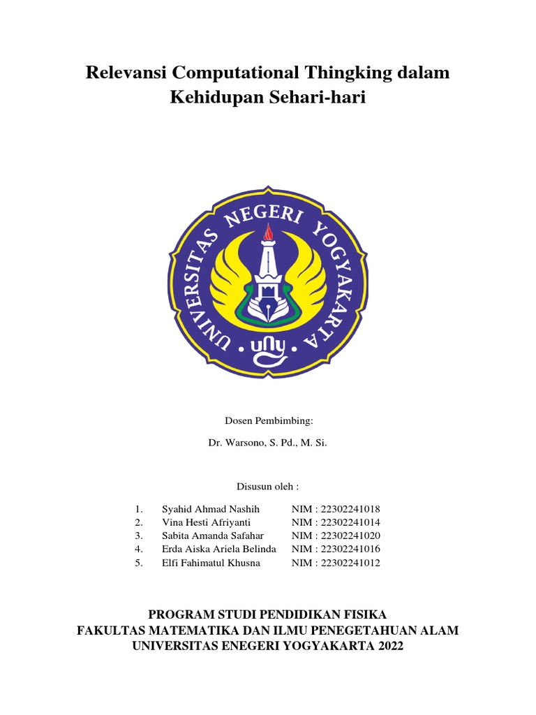 Makalah Computational Thinking Kel 2 Pfis C Pdf