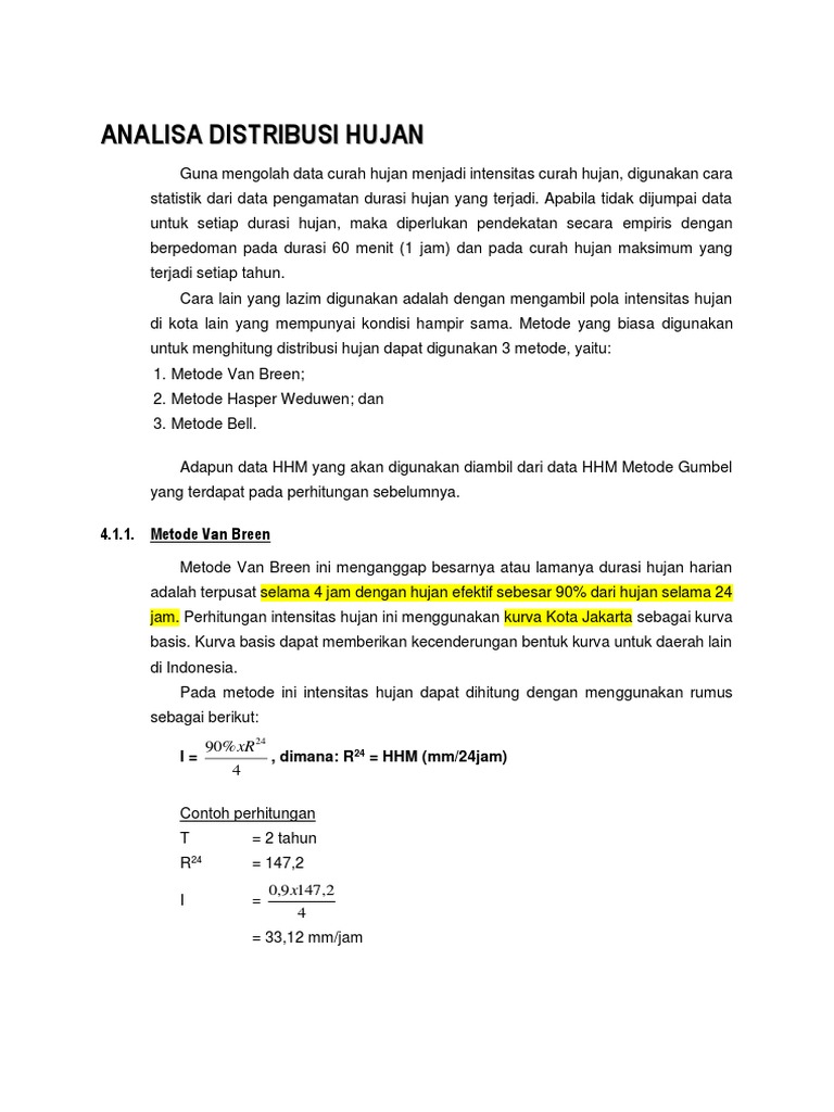 Rumus Intensitas Hujan Metode Statistik | PDF