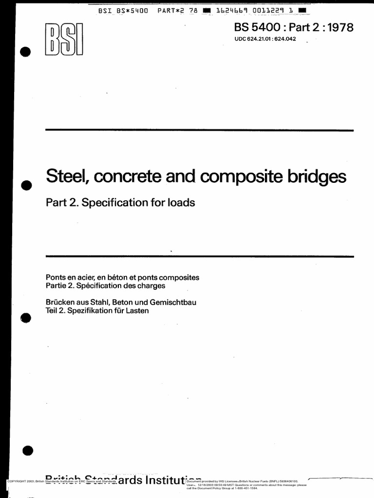 BS 5400-2 - Loads | PDF | Structural Load | Bending
