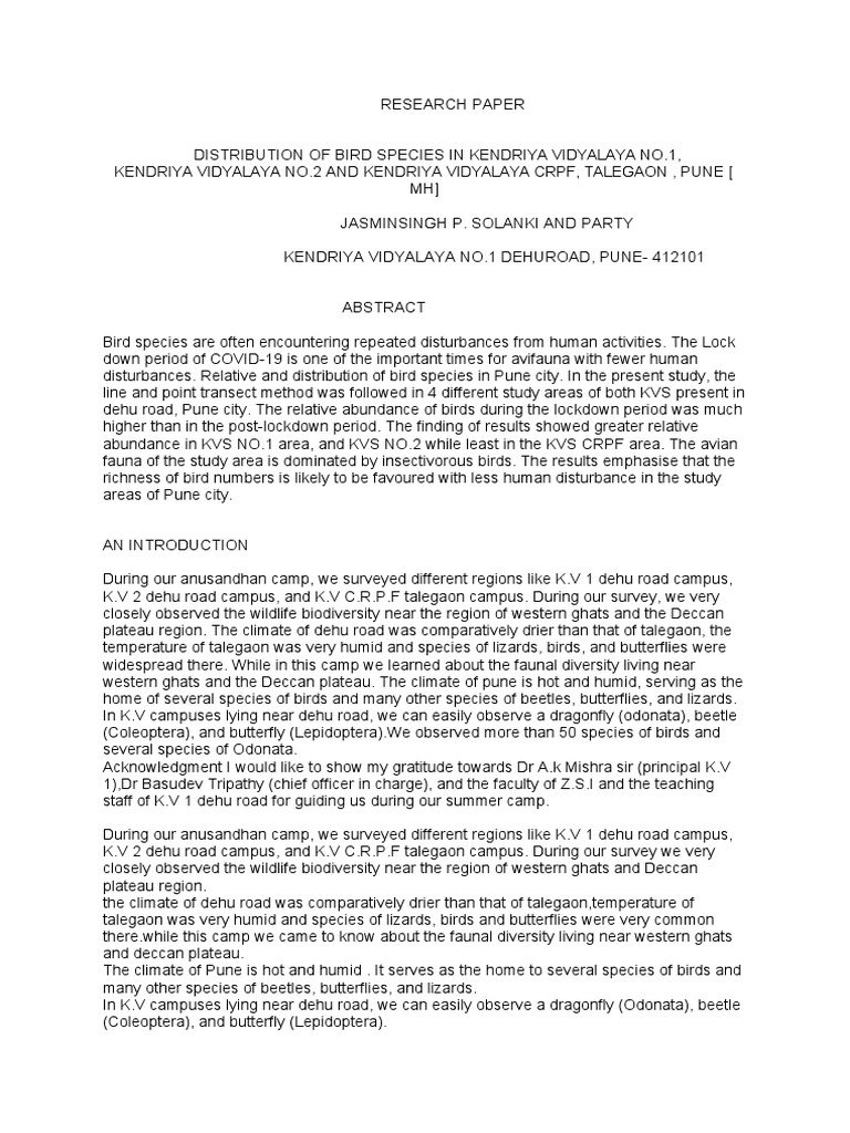 Research Paper | Download Free PDF | Birds | Biodiversity