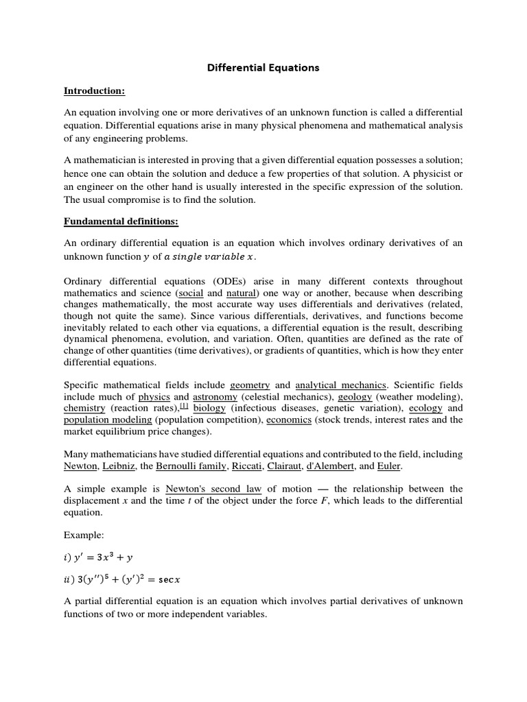First Order Differential Equations Pdf Differential Equations