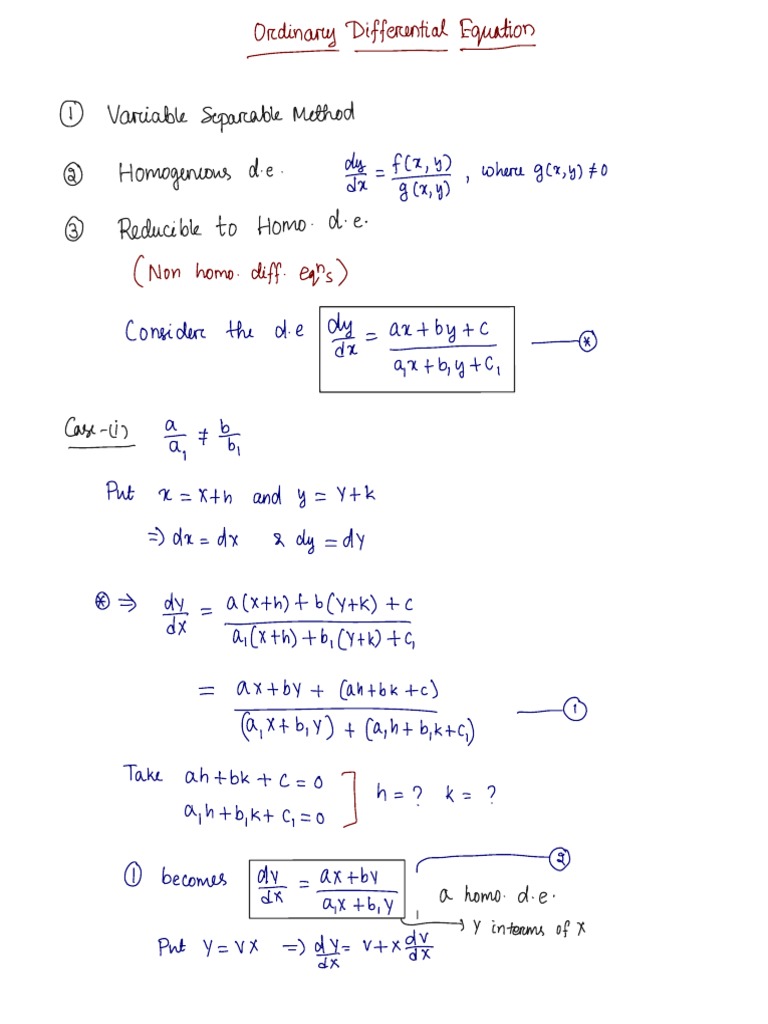 Hand Written Notes Of Ode Pdf Mathematical Analysis Rates