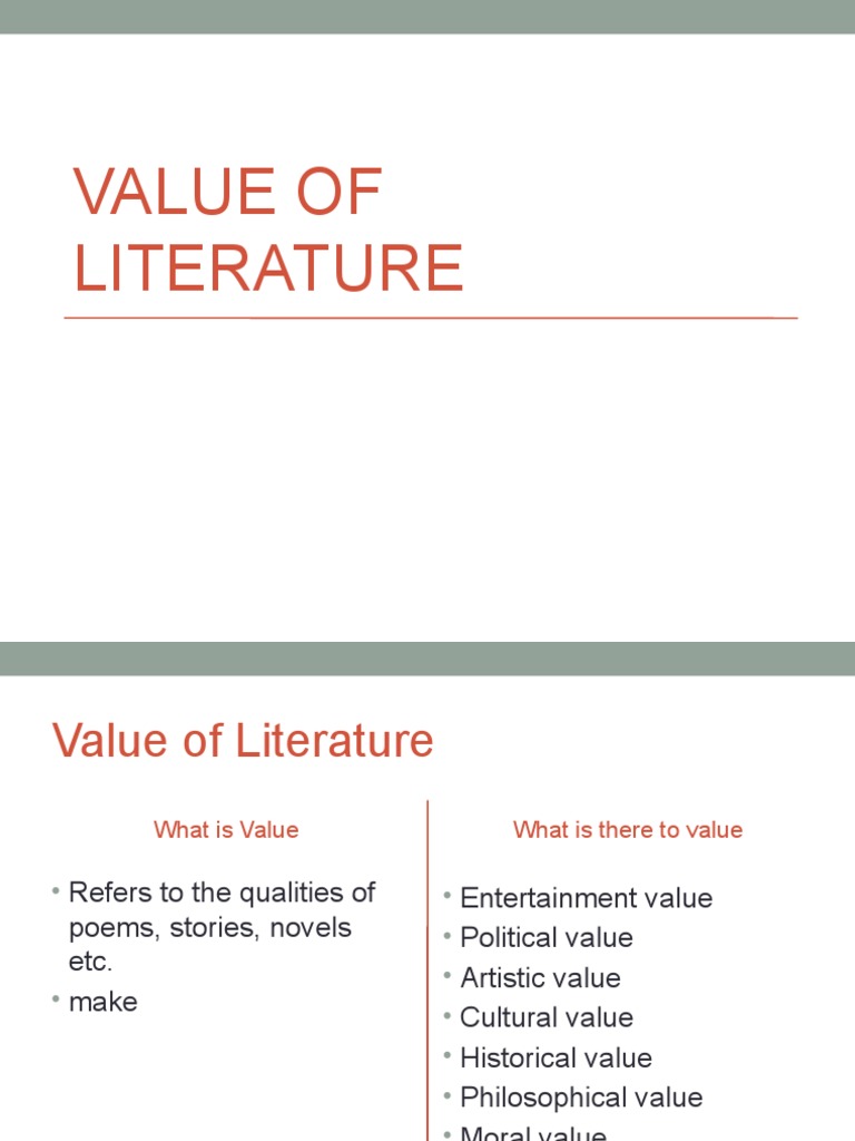 Value of Literature | PDF | Teachers | Experience