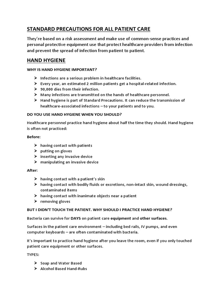 Essential Hand Hygiene in Patient Care | PDF