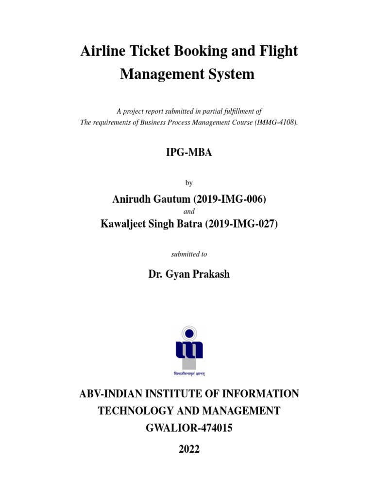 Airline Ticket Booking And Flight Management System Report Pdf